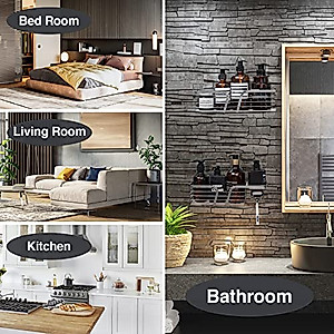 AJAIUJ Shower Caddy with Adhesive Bathroom Hollow Shelf SUS304 Stainless Steel No Drilling Wall Mounted Waterproof and Rustproof 2 Packs Silver…