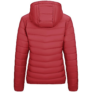 Outdoor Ventures Women's Packable Lightweight Full-Zip Puffer Jacket with Hood Quilted Winter Coat