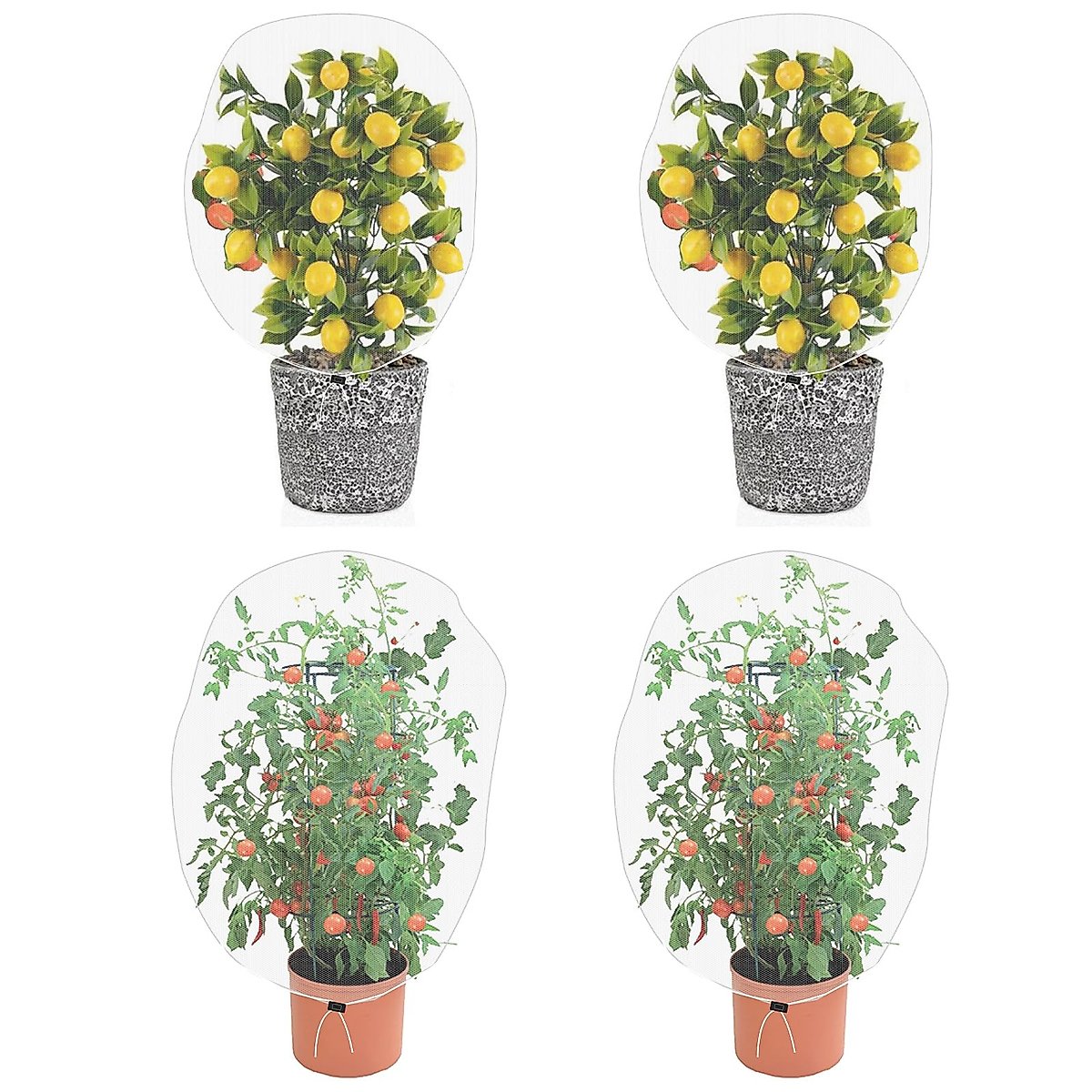PDGROW Garden Mesh Netting for Plants, 4 Pack Insect Bird Barrier Netting Mesh with Drawstring, 3.3x2.6 FT Garden Bug Netting Plant Cover for Protect Fruit Tree Vegetable Flower