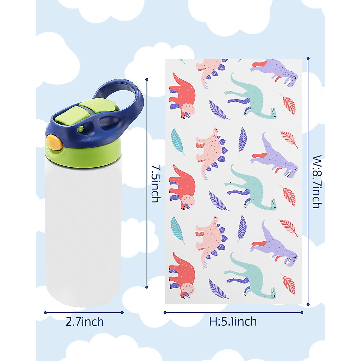 OFFNOVA 12oz Kids Sublimation Tumbler, Kids Sublimation Water Bottle Blank with Handle, Children Sublimation tumblers Cups for Milk, Soda, Juice, Drinks (2 Pink)