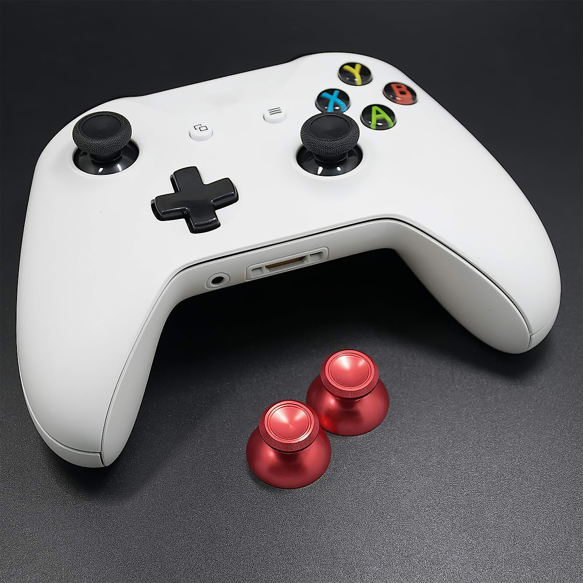 TOMSIN Metal Thumbsticks for Xbox One/ PS4 Controllers, Aluminum Joysticks Replacement Parts for Xbox One S (2 Pcs) (Red)
