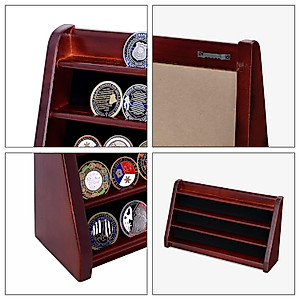 AtSKnSK 4 Rows Military Army Challenge Coin/Casino Chip Display Stand Rack Holder Case Collectible Holds 28-36 Coins