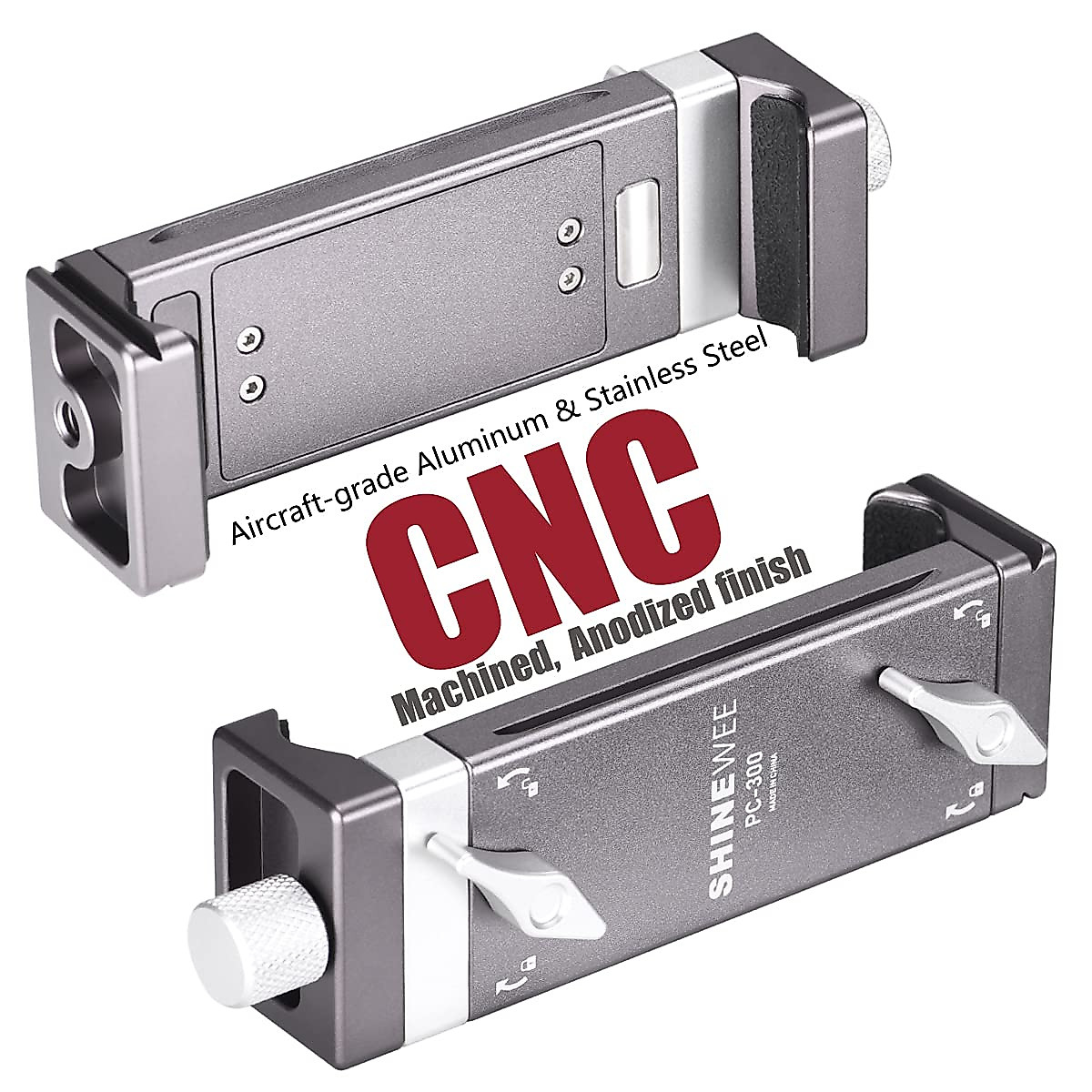 SHINEWEE Aluminum Tablet Tripod Mount Adapter, Clamp Tablet Holder Fits iPad, Air, Pro, Mini, 1 2 3 4 5, Use on Tripod, Monopod, Selfie Stick, Tabletop Stand Etc