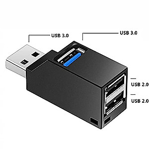 SHYPT USB 3.0 Adapter Extender Mini Splitter Box 3 for PC Laptop Mobile Phone High Speed U Disk Reader (Color : Black)