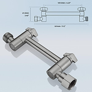 CLOVERMAP Adjustable Shower Arm Brass 4 Inch Rainfall/Handheld Shower Head Extension Arm, Height Adjust Shower Arm Mount, Brushed Nickel