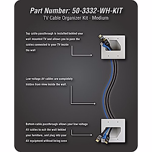 DataComm Electronics 50-3332-WH-KIT Flat Panel TV Cable Organizer Kit - White