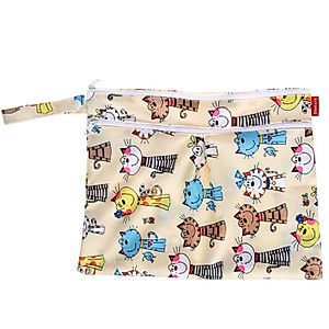 Damero 3pcs Pack Wet Dry Bag for Cloth Diapers Daycare Organizer Bag, Cats