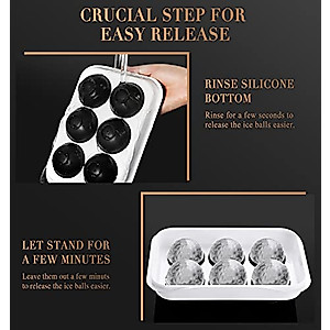 ICEXXP Whiskey Ice Ball Maker, [Fill without Funnel & Easy Release] 2.2'' Round Large Ice Cube Trays with Cover, Reusable Sphere Silicone Ice Tray with Lids for Bourbon, Brandy, Gift for Whisky Lover