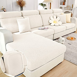 Jonuiony Universal Sofa Slipcover, 2024 New Wear-Resistant Sofa Cover, L Shape Sectional Couch Covers, Couch Cover for 4 Cushion Couch, High Stretch Furniture Protector(A-White,Large Four Seat)