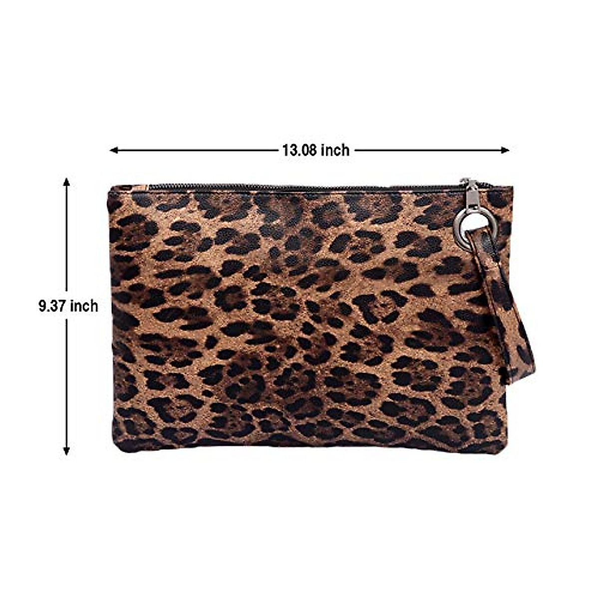 Ayliss Women's Animal Print Oversized Clutch Purse Bag Evening Handbag Wristlet PU Leather Zebra Leopard Zippers(Brown Leopard)