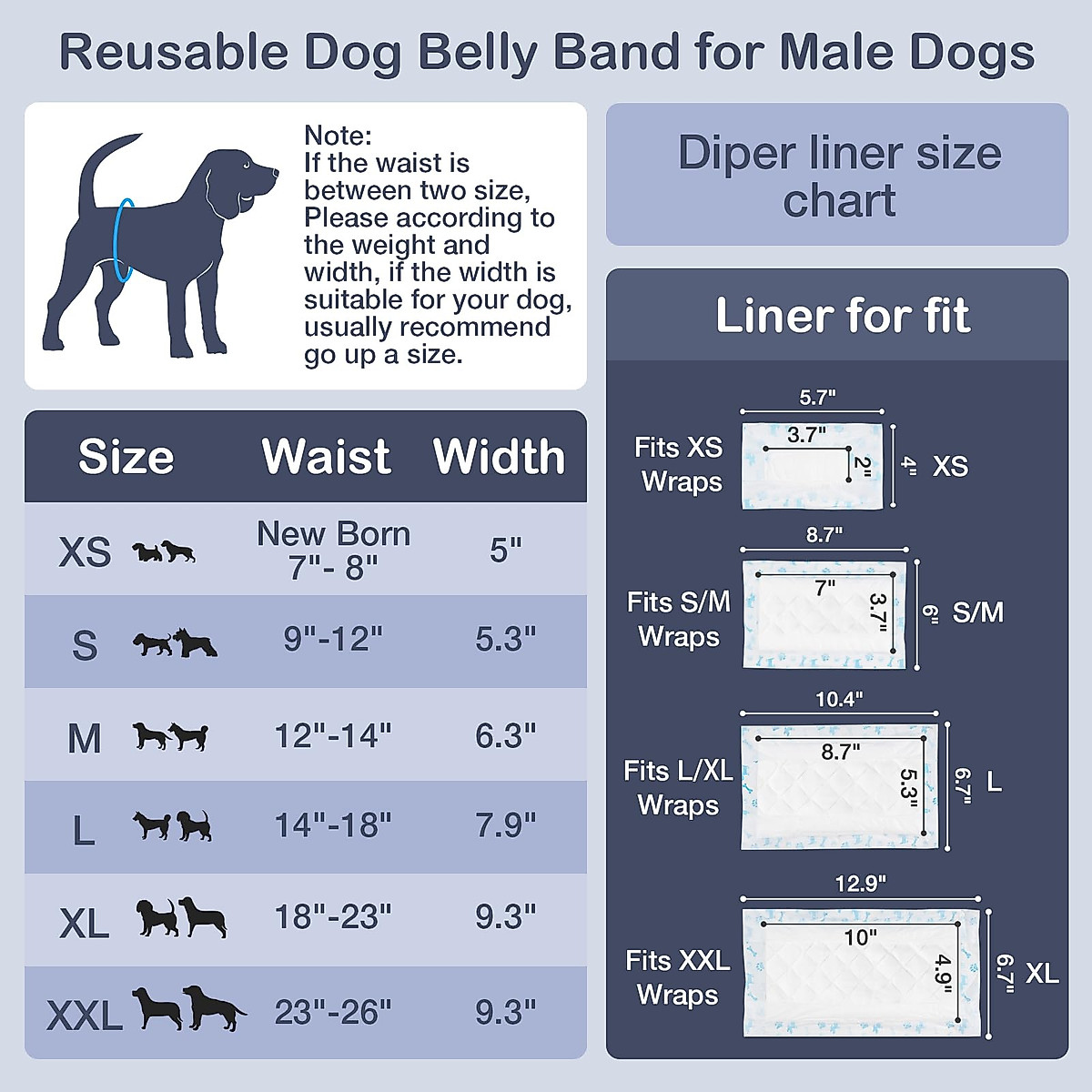 MICOOYO Male Dog Diaper Lightweight Dog Wraps Male Washable Dog Diapers Dog Belly Bands for Male Dogs, Male Dog Wraps Medium (Dinosaur,M)