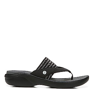 BZees Womens Cabana Sandal Flip-Flop, Black, 10 Wide US