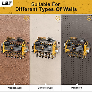 LBT Power Tool Organizer Wall Mount with Charging Station. Patented, Heavy Duty Steel, Garage 6 Drill Storage Shelf, 8 Hooks,2 Screw Boxes,6 Outlets Power Strip, Easy Install Power Tool Storage Rack.