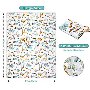 Muslin Car Seat Canopy for Babies, Metplus Lightweight Infant Carseat Cover Breathable Baby Carrier Cover for Boys Girls, Fit Spring Summer/Hot Days/Warm Weather, Woodland Animals