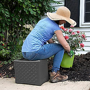 Simplay3 Handy Home 3-Level Heavy Duty Work/Garden Seat - 12" x 15" x 9" - Gray, Made in USA
