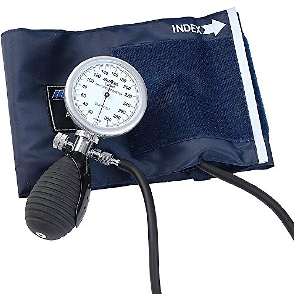 MABIS Caliber Series One Handed Manual Blood Pressure Cuff, Blood Pressure Sphygmomanometer, Adult Blood Pressure Cuff, Blue