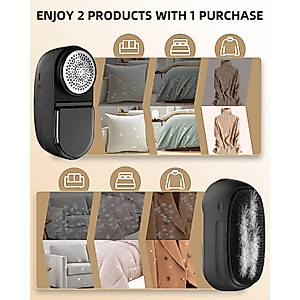 Fabric Shaver and Lint Remover, 2600mAh Shaver and Lint Brush 2 in 1, 6-Leaf Blades, Sweater Defuzzer, Quickly Remove Fuzz Lint Balls for Clothes, Sweater, Couch, Blanket, Curtain, Wool, Cashmere