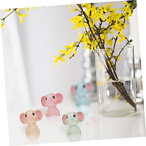 Bookshelf Decor 10Pcs Crafts Miniature Miniature Elephant Figurines Small Gardens Figurines Model Resin Elephant Figurines Luminous Accessories Elephant Modeling Statues