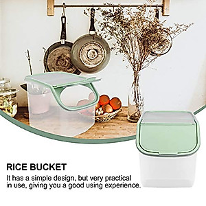 Cabilock Rice Storage Container Plastic Food Grain Holder Bin Dispenser Large Moisture Proof Household Cereal Bucket Tank Saver for Rice Flour Cereal Bread Pantry Organizer Green
