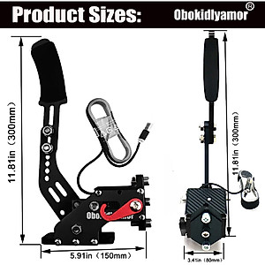 Obokidlyamor USB Handbrake Compatible with Logitech G920 Racing Wheel on Xbox Series S/X Console; PC System USB Handbrake SIM With Clamp Plate for Racing Games G923 (Only Handbrake, Black)