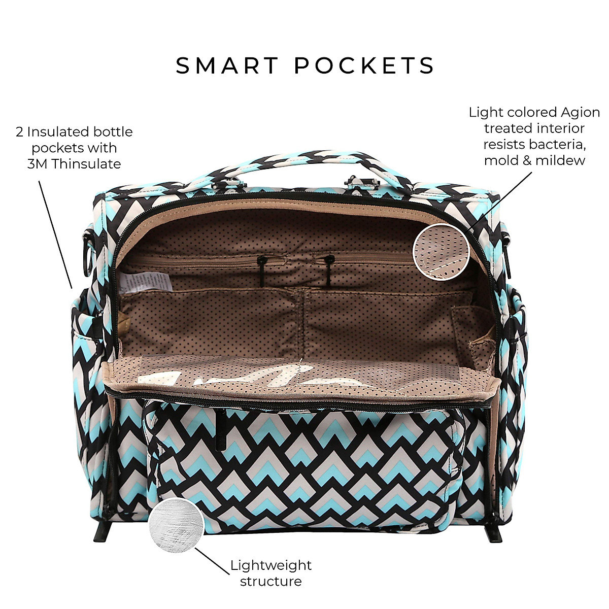 JuJuBe B.F.F Multi-Functional Convertible Diaper Backpack/Messenger Bag, Onyx Collection - Black Diamond