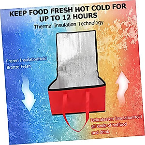 Garneck Insulation Bags Camping Insulated Bag Bento Bag Hot Case for Food Pizza Warmer Bags Camping Heater Cartoon Backpack Hand Bags Fresh Preservation Lunch Bag Non-woven Fabric Red