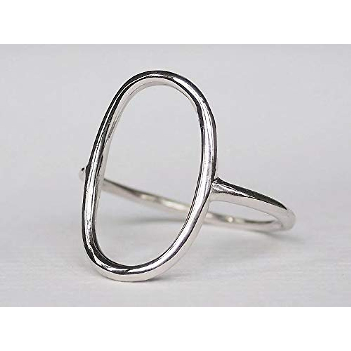 SOVATS Long Open Circle Ring for Women 925 Sterling Silver Rhodium Plated - Simple, Stylish &Trendy Nickel Free Ring, Size 7