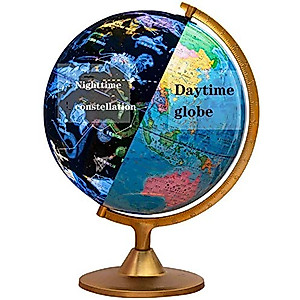 World Globe with Illuminated Constellations – 10" Light Up Globe For Kids & Adults – Interactive Geography education Earth Globe