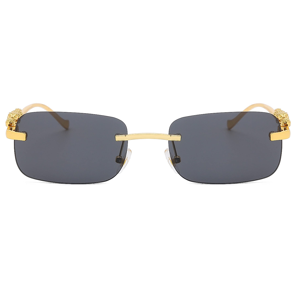 FLAWLESS EYEWEAR Rimless Oversized Sunglasses for Women Men Rectangular Frameless Fashion Shades (Black)