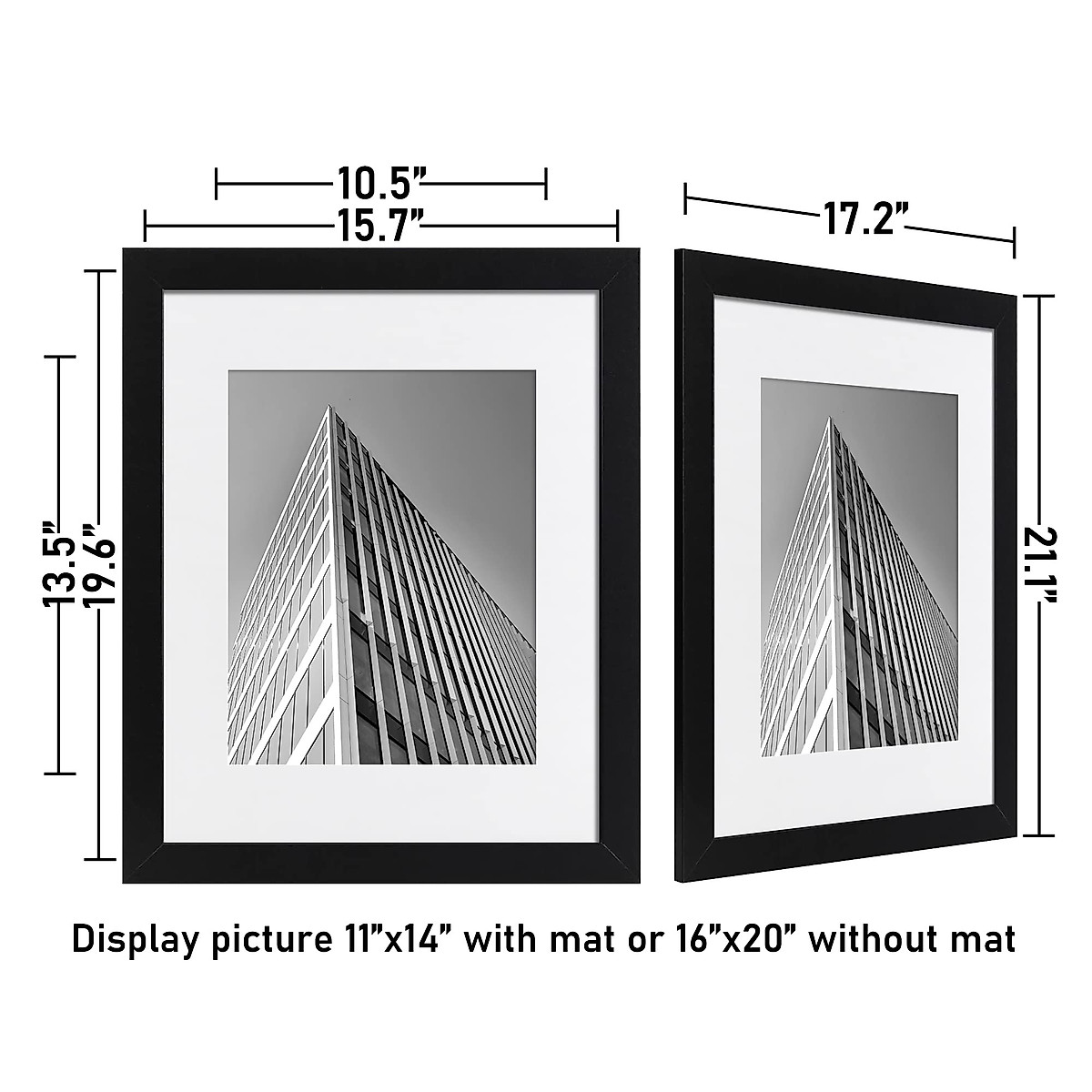ELSKER&HOME 16x20 Picture Frame,Photos 11x14 with mat or 16 x 20 without Mat,Black Poster Frame Set of 3, Include 3 Wall Art Prints, Horizontal and Vertical Wall Mounting