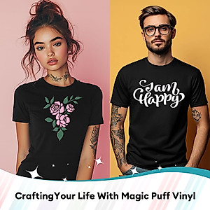 TransWonder Gold Puff Vinyl Heat Transfer - 3D Puff Heat Transfer Vinyl HTV Puff Vinyl 12" x6' for Heat Press T Shirts Compatible with Cricut Air or Maker (Gold)