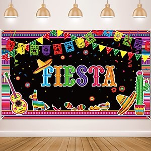 Mexican Fiesta Backdrop Mexican Birthday Banner Cinco De Mayo Theme Party Decoration Supplies Mexico Carnival Party Background for Mexican Birthday Baby Shower Party Picture Photo Studio Favors