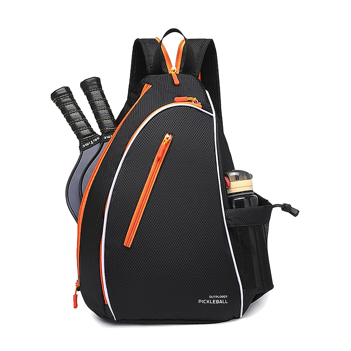 OUTPLORER Pickleball Bag for Men Women Pickleball Backpack Reversible Crossbody Sling Bag Sports Pickleball Sling Bag Adjustable Pickleball Backpack with Fence Hook (05Black)