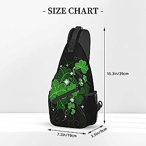 ROSIHODE St. Patrick's Day Cute Shamrocks Sling Backpack,Travel Hiking Daypack Clover Crossbody Shoulder Bag