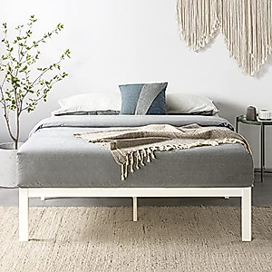 Mellow Rocky Base E 14" Platform Bed Heavy Duty Steel White, w/ Patented Wide Slats (No Box Spring Needed)- Twin XL