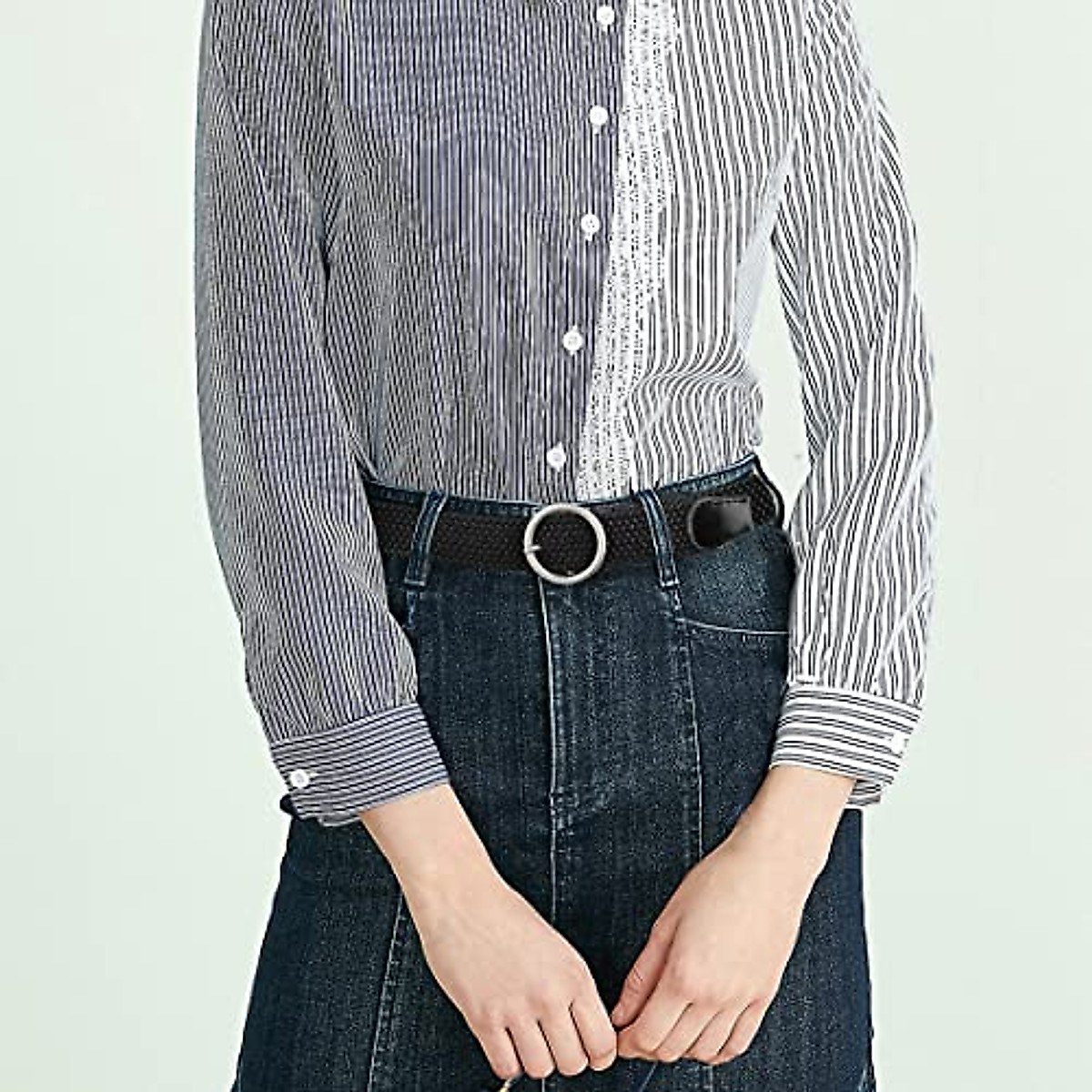 Drizzte Plus Size Belts 67inch Womens Stretch Belt Black Elastic Belts for Women