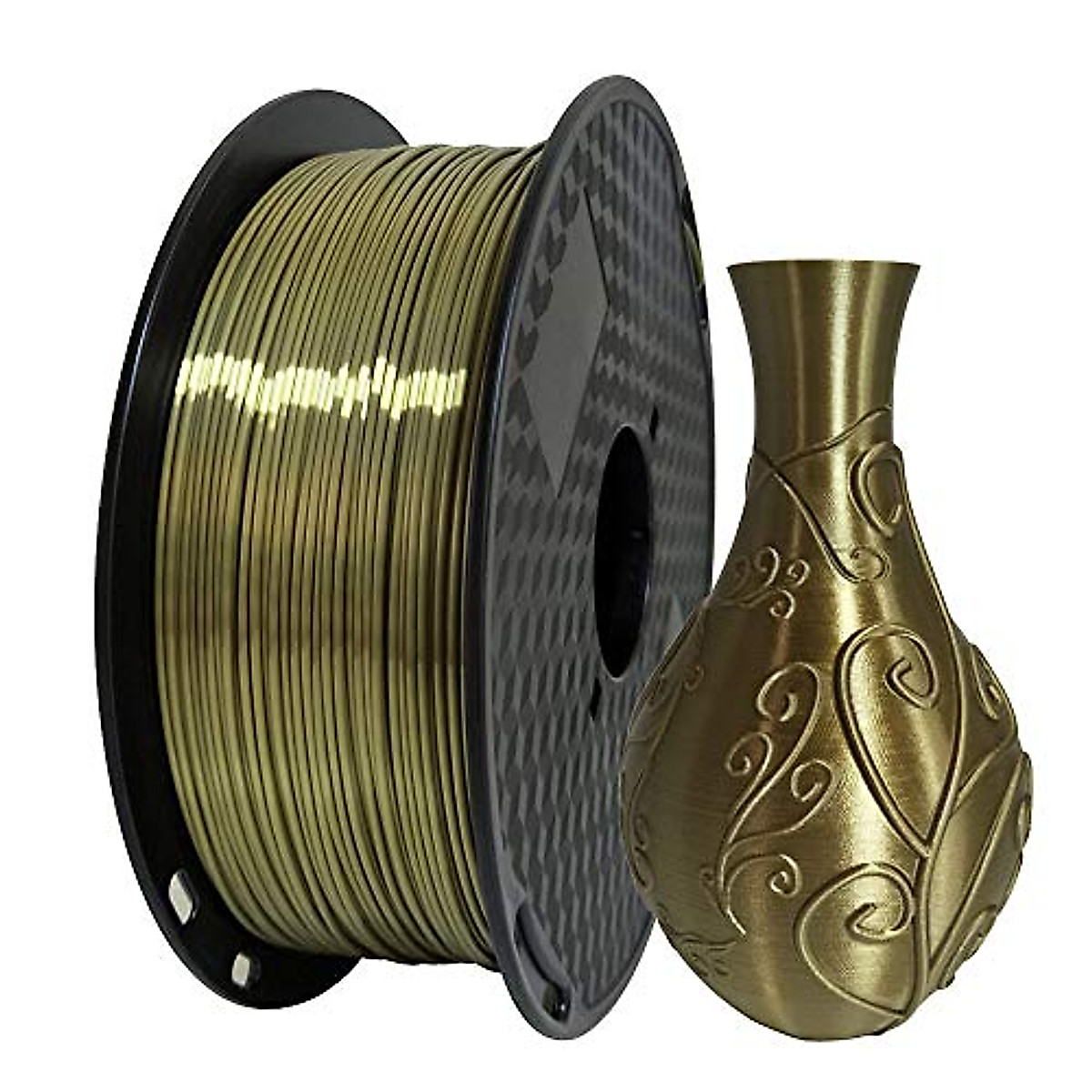 Silk Antique Gold PLA Filament 1.75 mm 3D Printer Filament 1KG 2.2LBS 3D Printing Materials Silky Shiny Gold Filament Metallic Metal Bronze Brass PLA CC3D Gold Silver Copper Color