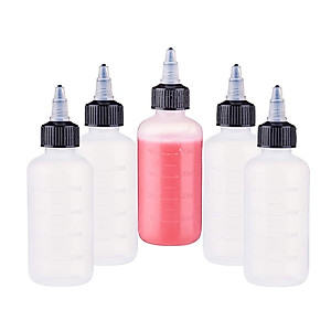 BENECREAT 12 Pack 4 Ounce Plastic Squeeze Dispensing Bottles with Black Twist Cap and Measurement, Open/Close Nozzle - Good for Crafts, Art, Glue, Multi Purpose
