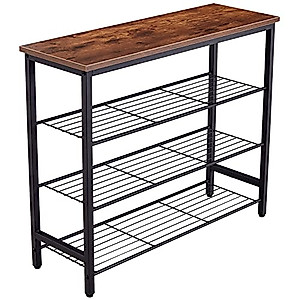 Wire Shelving Unit Metal Shelf Storage Shelves with 4 Tier Layer Rack Strong Rack Free Standing Display Storage Shelf Plant Flower Stand Low Organization Shelf Rack for Kitchen Living Room,4 Tier
