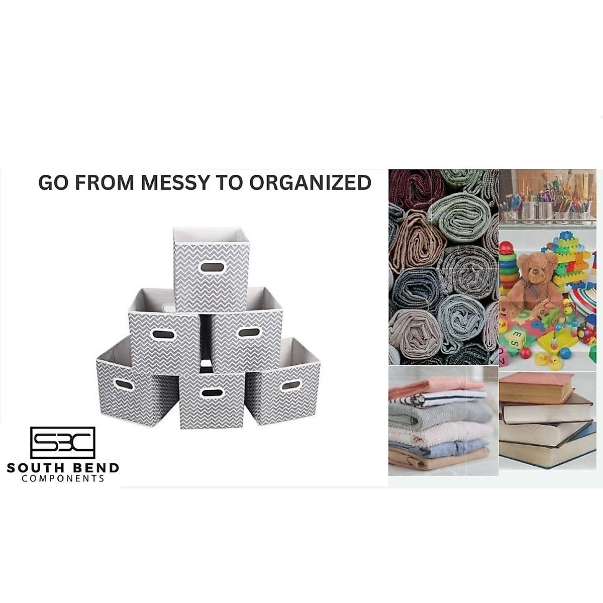 South Bend Components Fabric Cloth Cube Storage Baskets 12x12x12 (1-pack)