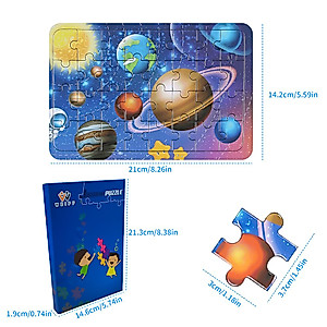 WEIFF Jigsaw Puzzles for Kids Ages 3-8, 4 Puzzlesx32 Piece Preschool Educational Learning Toys Set for Toddler Valentines Children's Day Birthday Gift Easter- Ocean Forest Animal Dinosaur Alien Planet