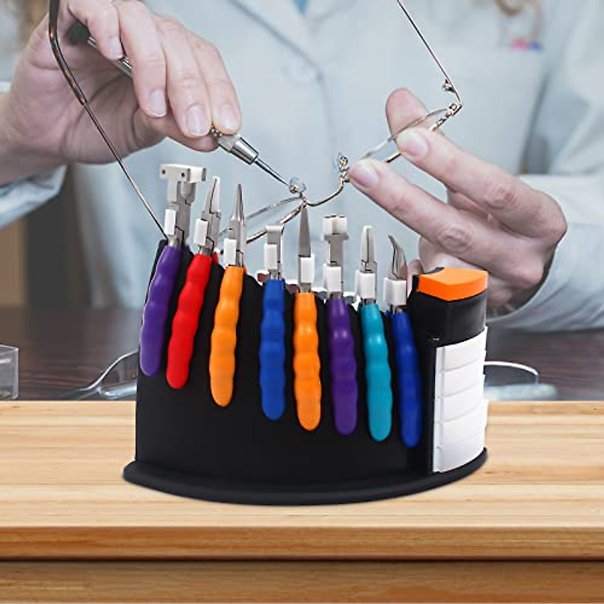 8Pcs Optician Optical Tools Kit, Eyeglasses Repair+6Pcs Screwdrivers Pliers Eyeglasses Nose Pad Pliers Glasses Repair Assembling & Adjusting Tools