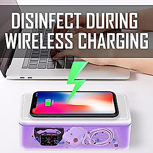VANELC UV Cell Phone Sanitizer, Portable UV Sanitizer Box with Wireless Charging, Clinically Proven UV Light Box for Cleans Smartphone, Makeup Tools, Smart Watch, Keys & High-Touch Objects