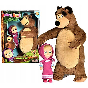 Masha and The BeaR Jada Toys, Masha Plush Set with Bear and Doll Toys for Kids, Ages 3+, Nylon, 109301072, 9.8 inches