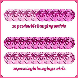30 PCS Hot Pink Princess Birthday Party Hanging Decorations, Pink Girls Party Swirl for Women Girls Princess Bachelorette Theme Party Baby Shower Bridal Shower Wedding Party Supplies