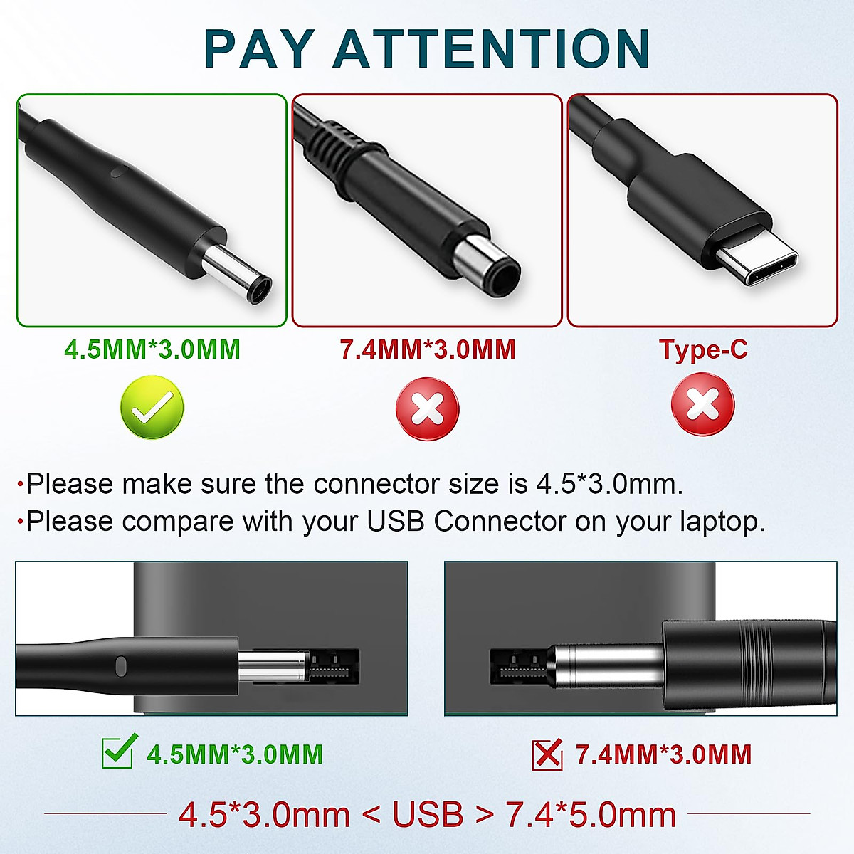 New Dell 130W AC Adapter Laptop Charger for Dell XPS 15 7590 9570 9560 9550 9530 Precision 5510 5520 5530 5540 M3800 Vostro 7500 7510 Inspiron 7459 HA130PM130 0V363H DA130PM130 09TXK7 P56F 4.5mm