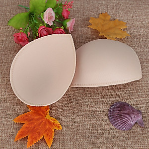 SERMICLE Bra Inserts 4 Pairs, Bra Pads Sewed Stitched Removable for Sports Bra B/C,C/D & D/E Cup Optional (Beige Semicircle, D/E Cup)