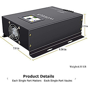 WZRELB New 60A MPPT Solar Charge Controller 12V/24V/48 Auto , 18V/36V Manual Max PV 170V,LCD Full Touch Screen Design,Battery Charger Controller
