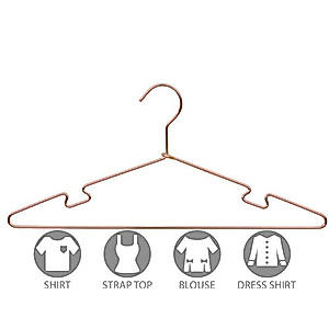 Rose Gold Finish Metal Suit Hanger with Notches in 17" Length X 3/16" Thick, Box of 25