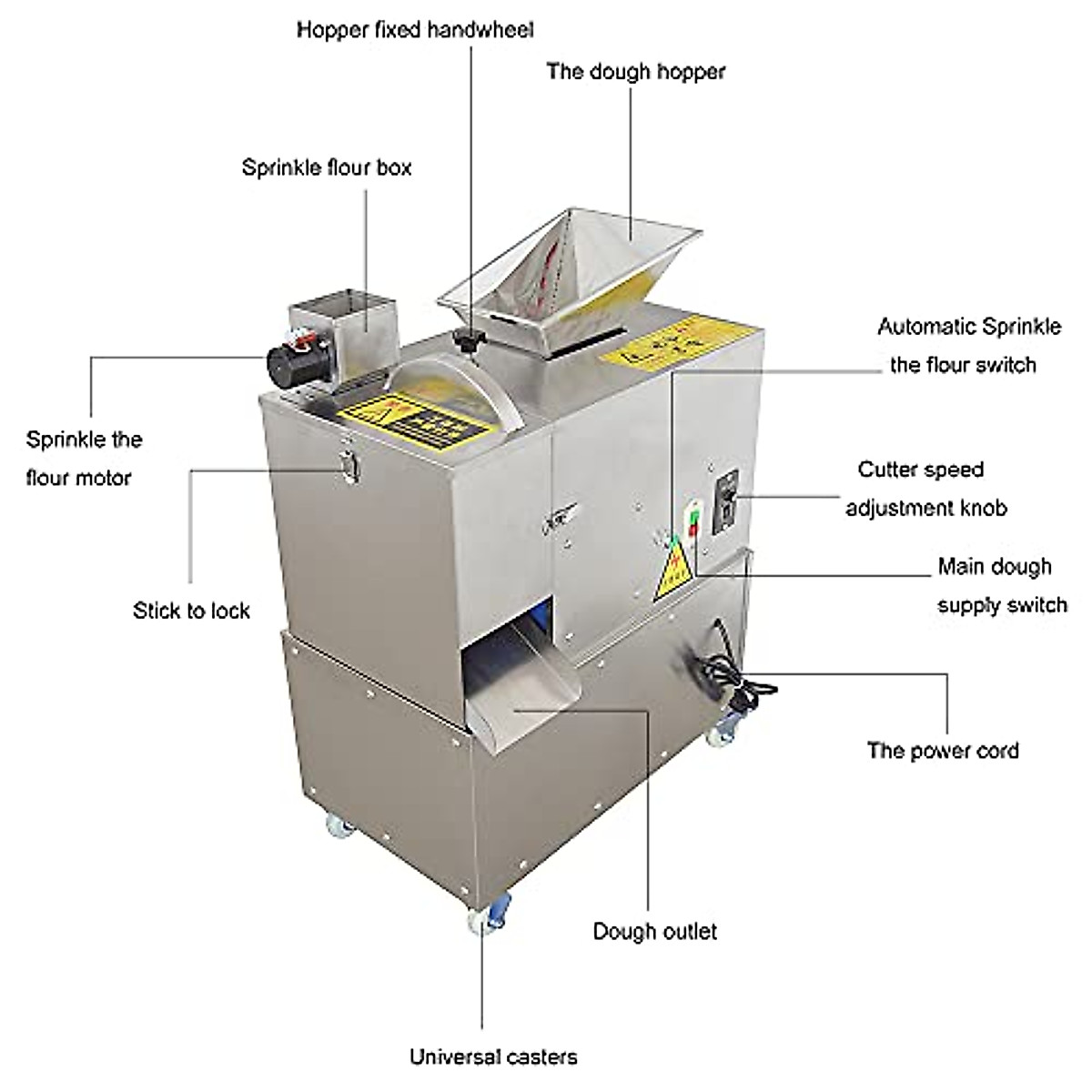 TECHTONGDA Electric Dough Divider Commercial Quantitative Dough Cutter 70-300g Stainless Steel Compact Dough Ball Maker 2500W 110V